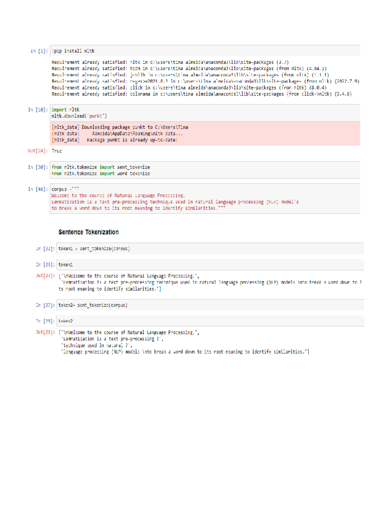 Copy of Tokenization Stem Lemmatization module 2 - In !pip install nltk ...