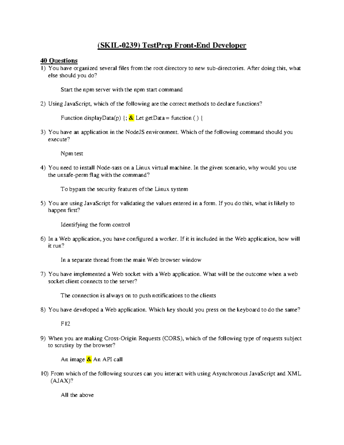 Skillsoft Front-End Developer Test Prep - (SKIL-0239) TestPrep Front ...