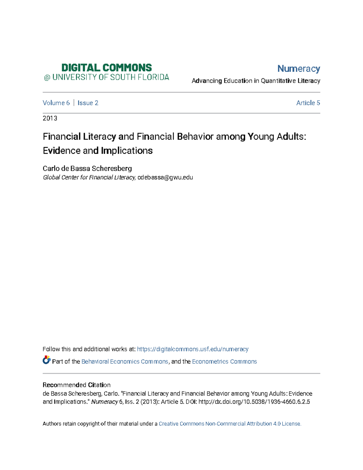 Financial Literacy and Financial Behavior among Young Adults ...