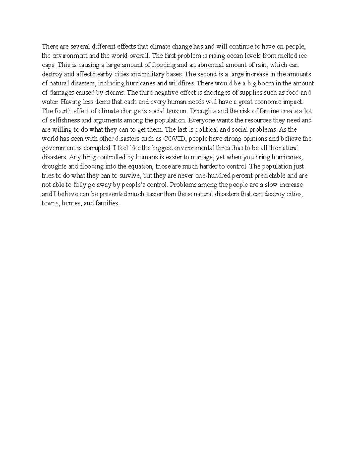 Climate Change Discussion Assignment Global Issues - There are several ...