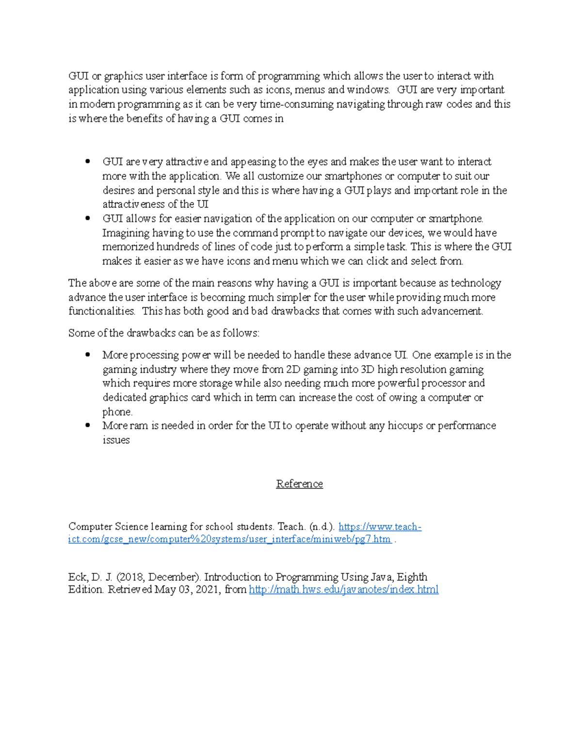 Unit 8 discussion - GUI or graphics user interface is form of ...