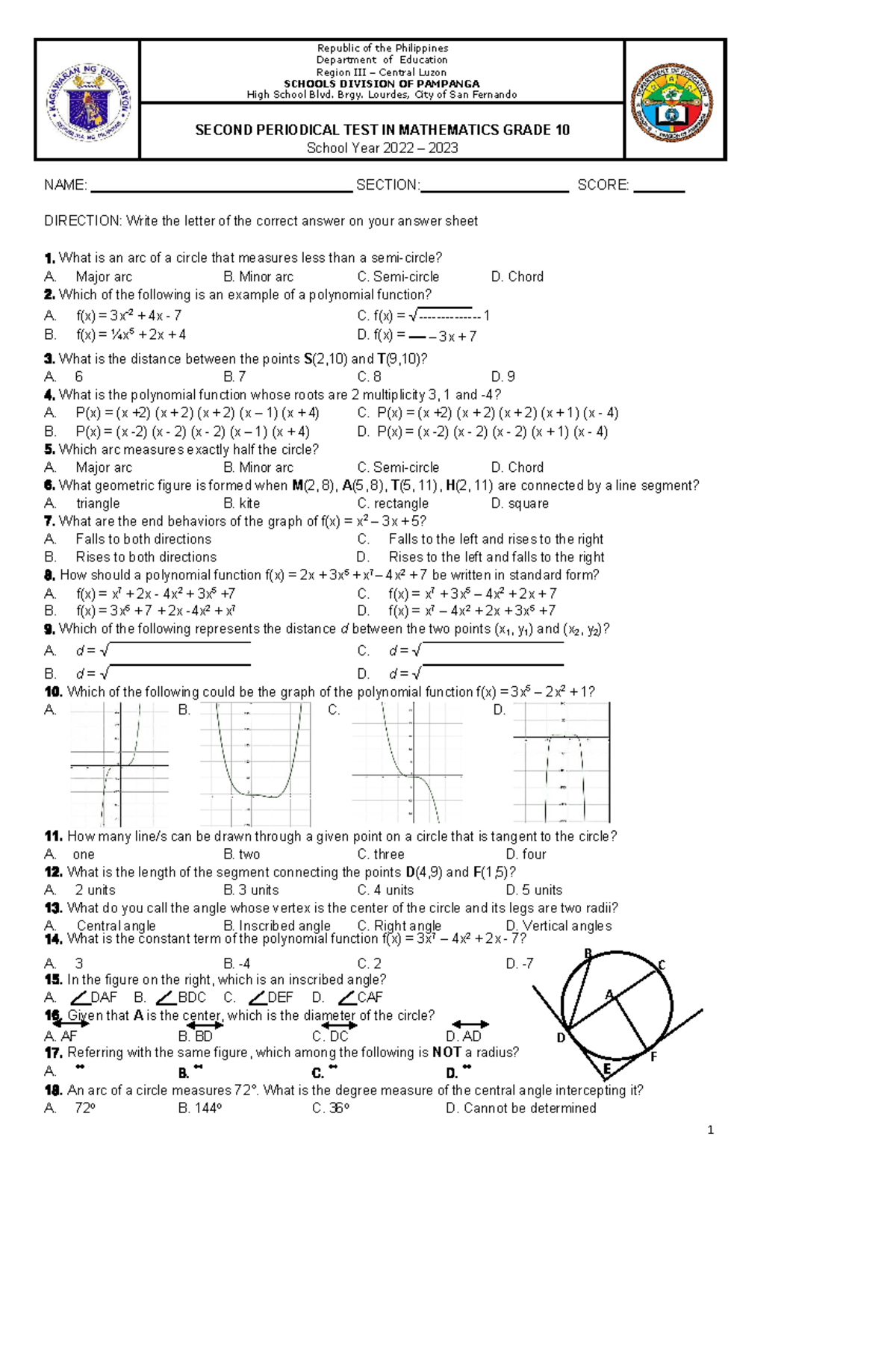 2nd Quarter Math10 - ALL ABOUT MATH - 1 Republic of the Philippines ...