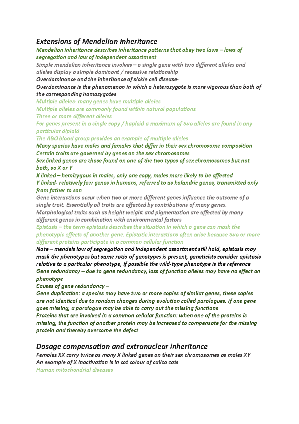 Extensions of Mendelian Inheritance - Extensions of Mendelian ...