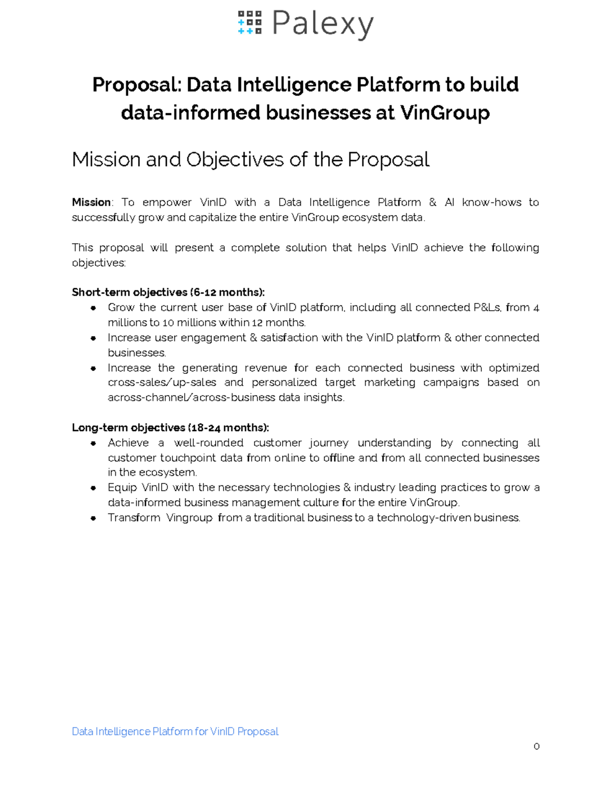 Data Intelligence Platform Proposal for Vin ID - Proposal: Data ...