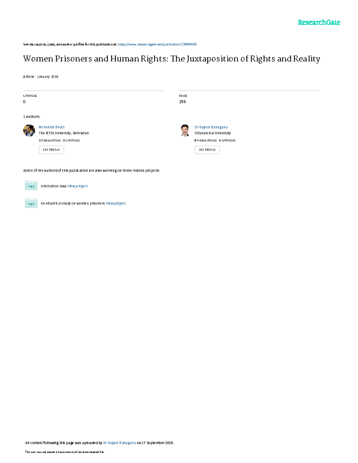 Women Prisonersand Human Rights The Juxtapositionof Rightsand Reality ...