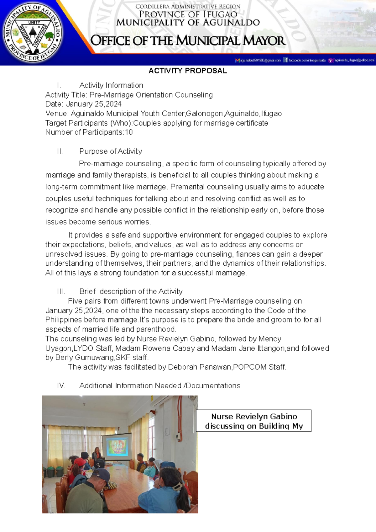 Project OR Activity Proposal Template - ACTIVITY PROPOSAL I. Activity ...