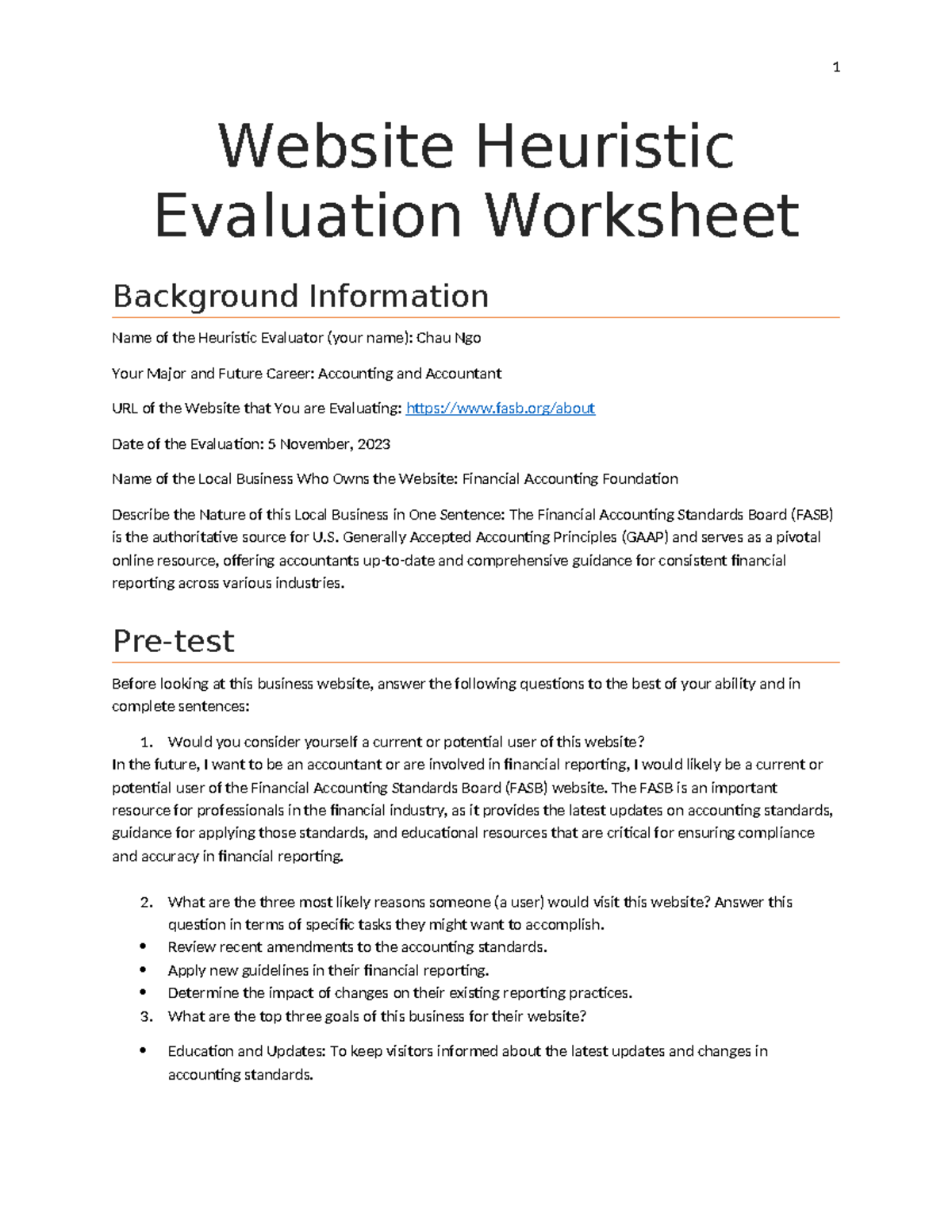 Website Heuristic Evaluation Worksheet - Website Heuristic Evaluation ...