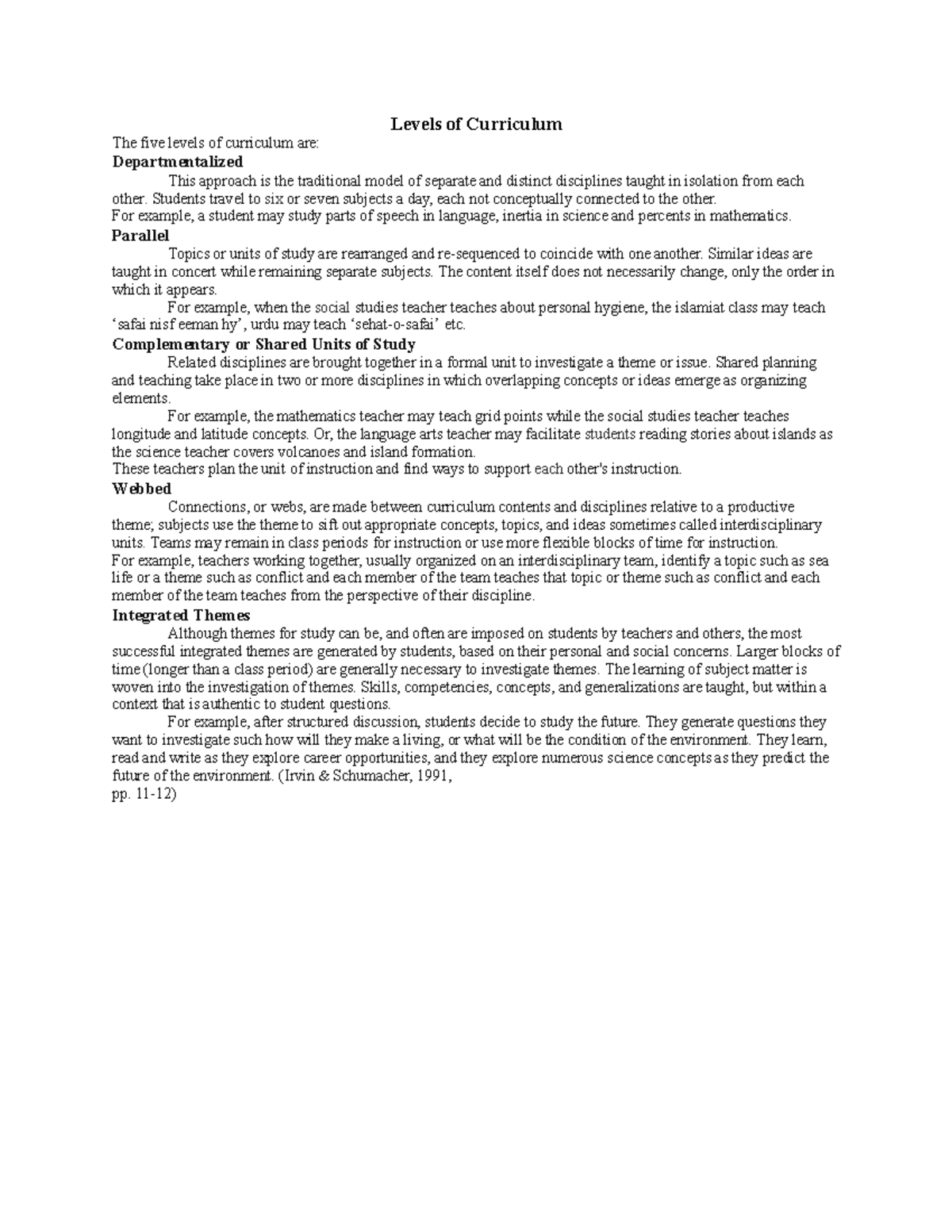 3. Levels of Curriculum - Levels of Curriculum The five levels of ...