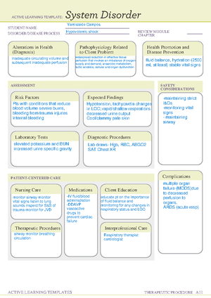 System Disorder form - Alzheimer - STUDENT NAME DISORDER/DISEASE ...