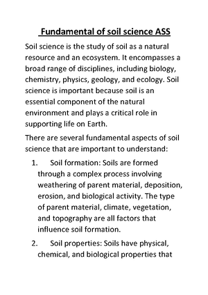 Fundamental OF SOIL Science NOTES - FUNDAMENTAL OF SOIL SCIENCE Soil ...