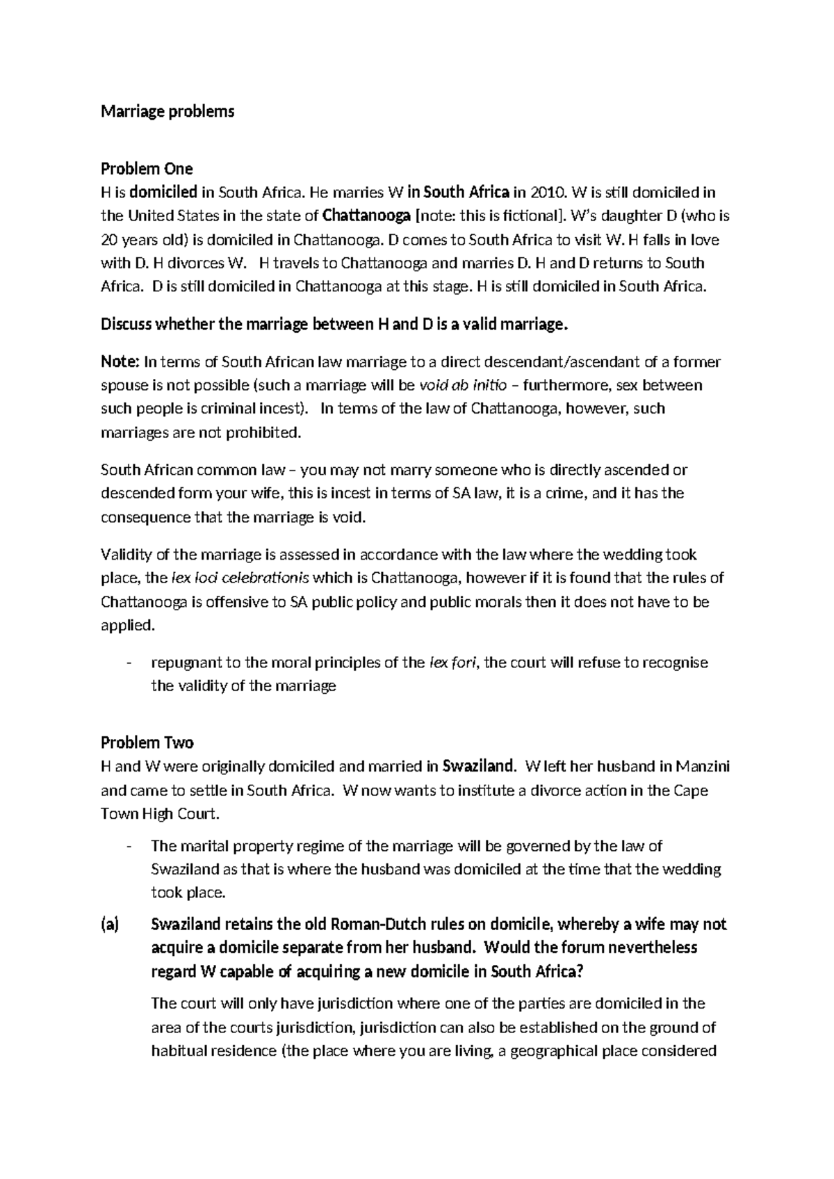 Marriage problems - ndaxojqabdo - Marriage problems Problem One H is ...