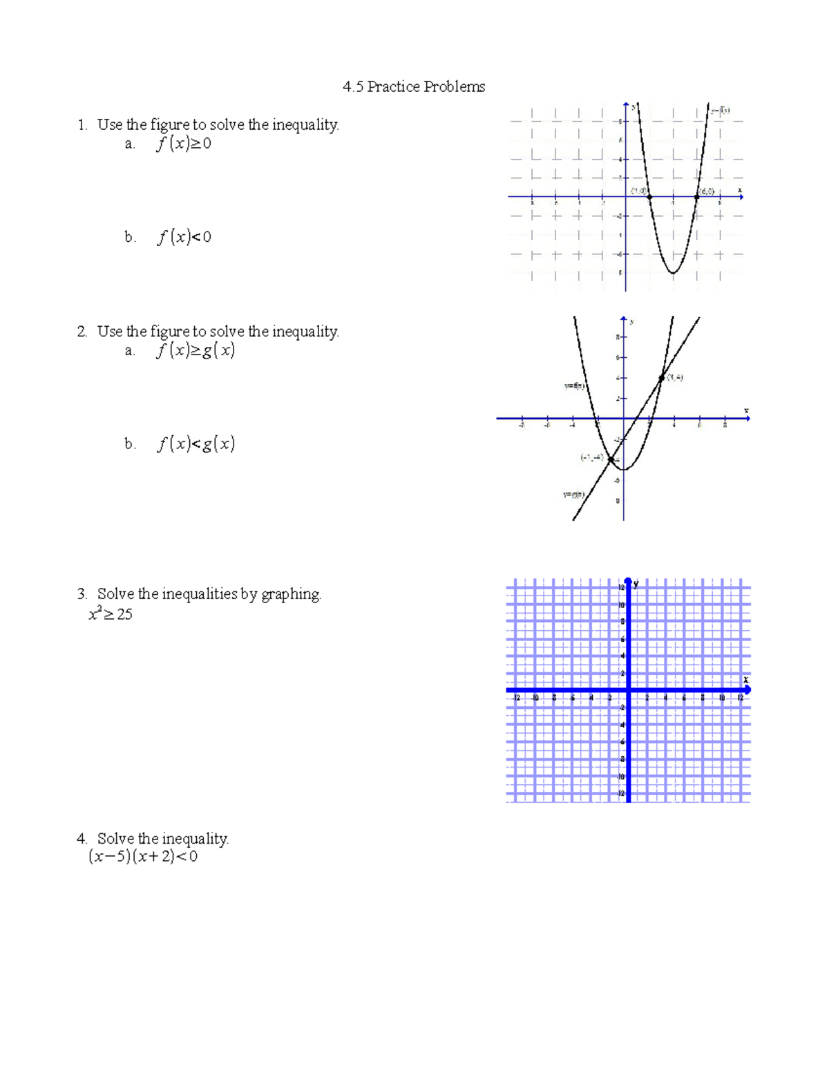MAT117-4 5-Practice-Problems - 4 Practice Problems Use the figure to solve the inequality. a. f ...