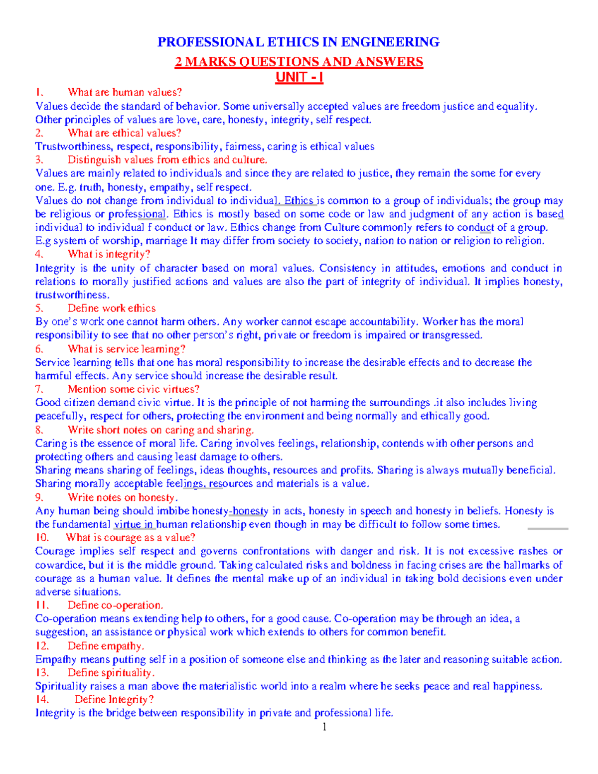 GE8076 TWO Marks - PROFESSIONAL ETHICS IN ENGINEERING 2 MARKS QUESTIONS ...