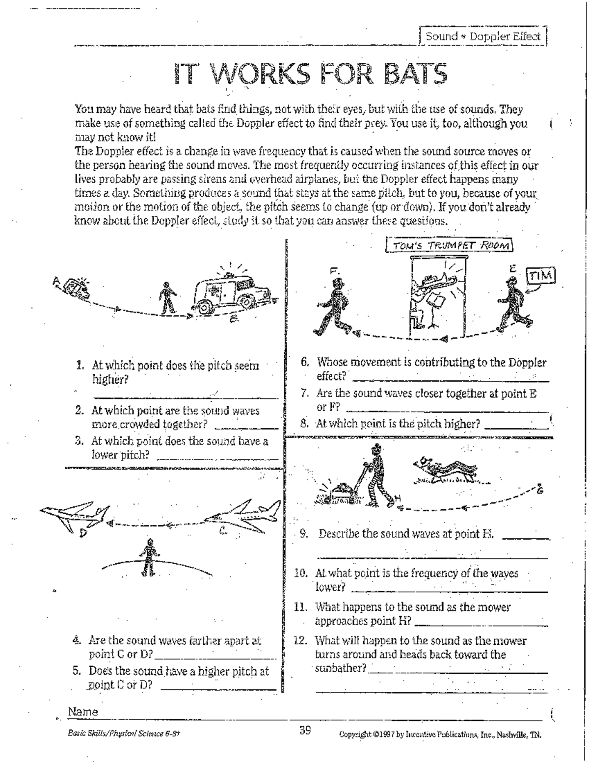 Doppler effect worksheet - Sound Doppler Effect IT WORKS FOR BATS You ...