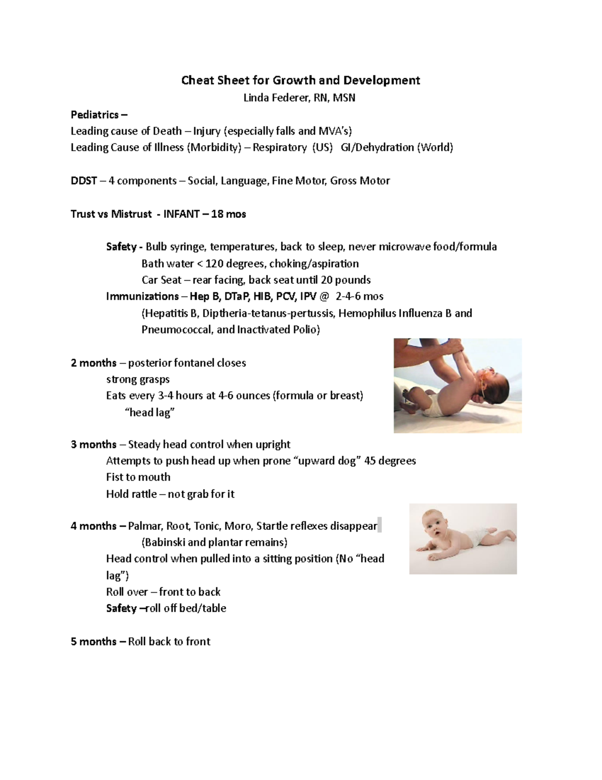Growth and Development - Cheat Sheet for Growth and Development Linda ...
