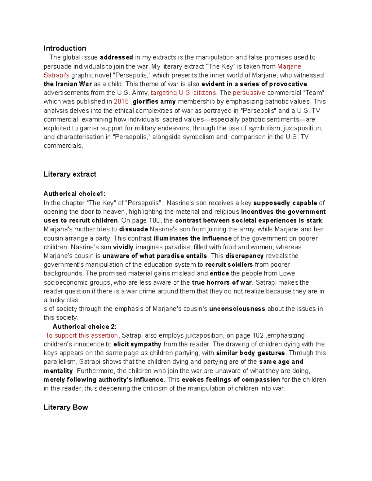English io - Introduction The global issue addressed in my extracts is ...