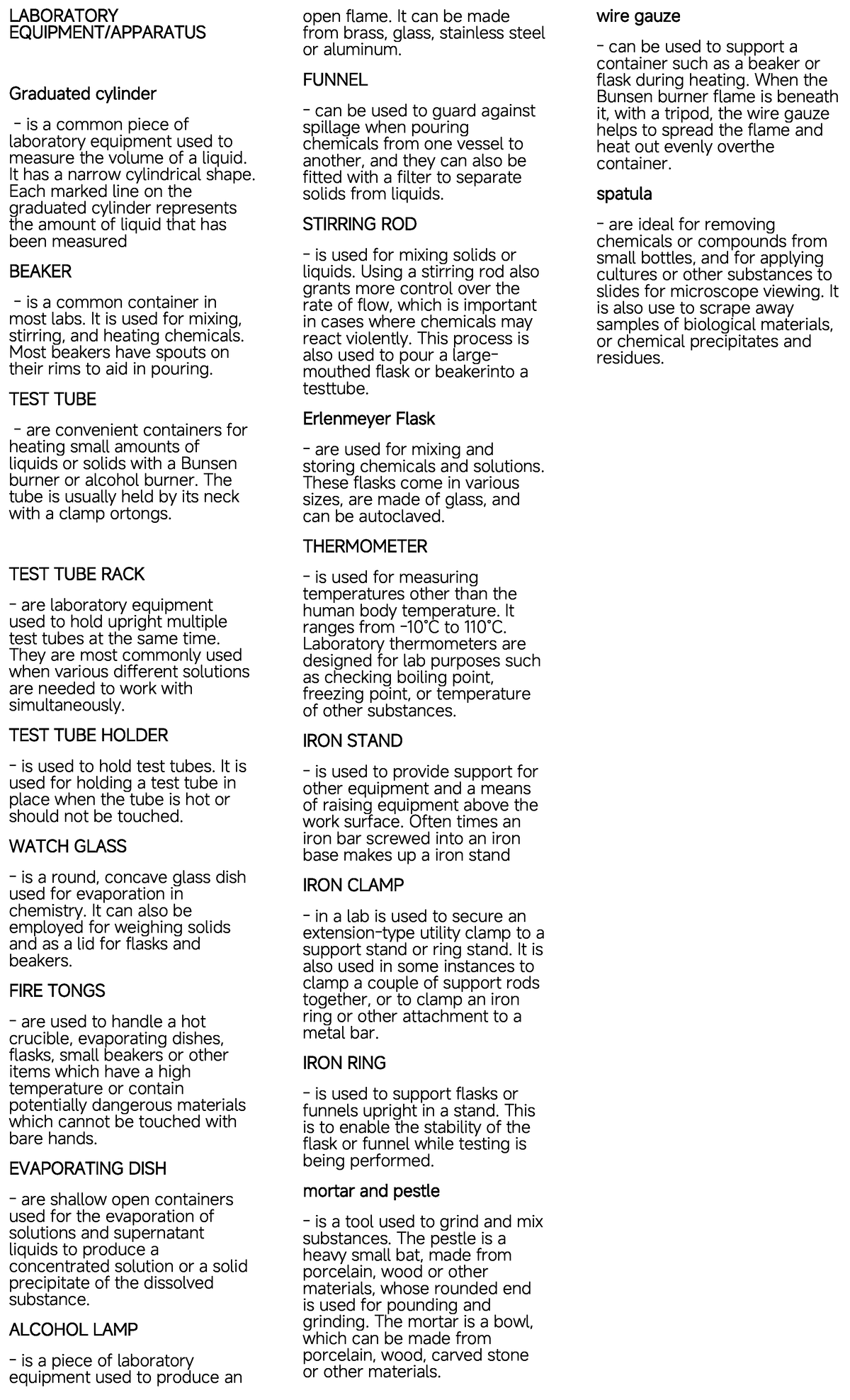 Biochem Reviewer - lab - LABORATORY EQUIPMENT/APPARATUS Graduated ...