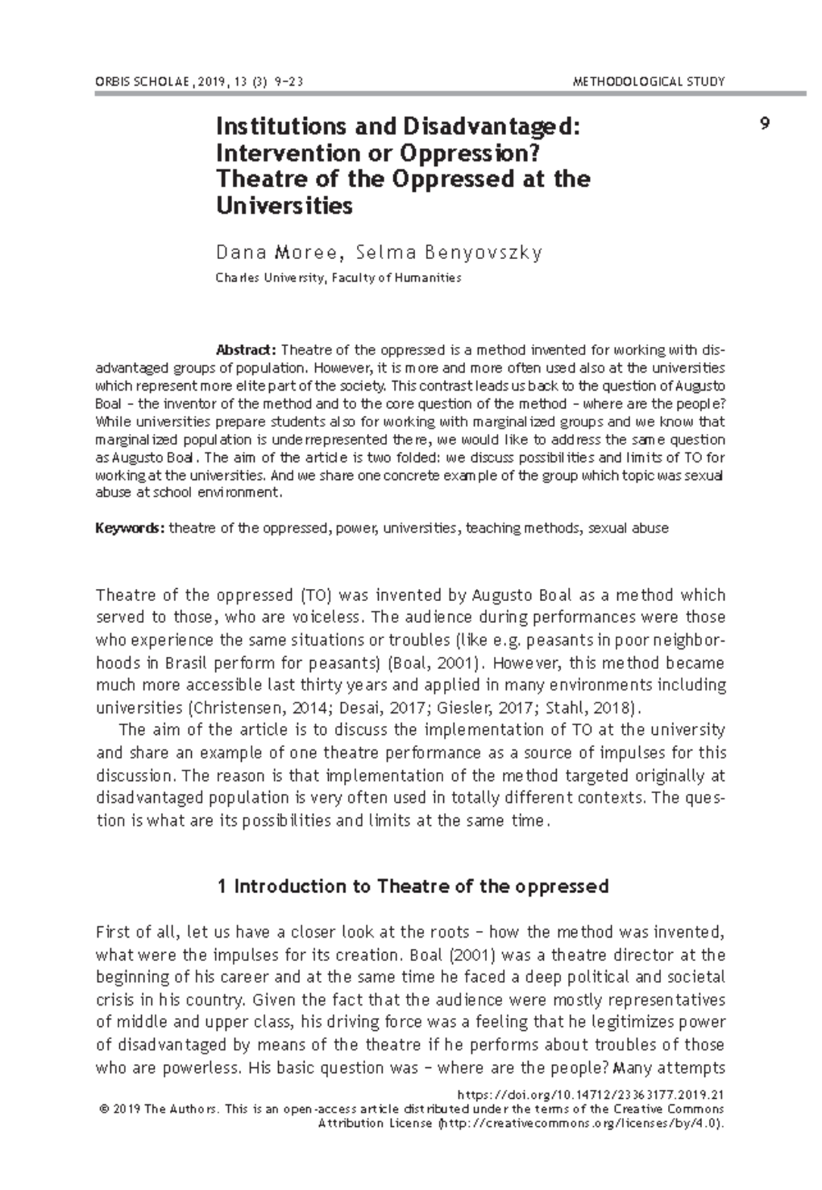 Institutions and Disadvantaged- Intervention or Oppression Theatre of ...