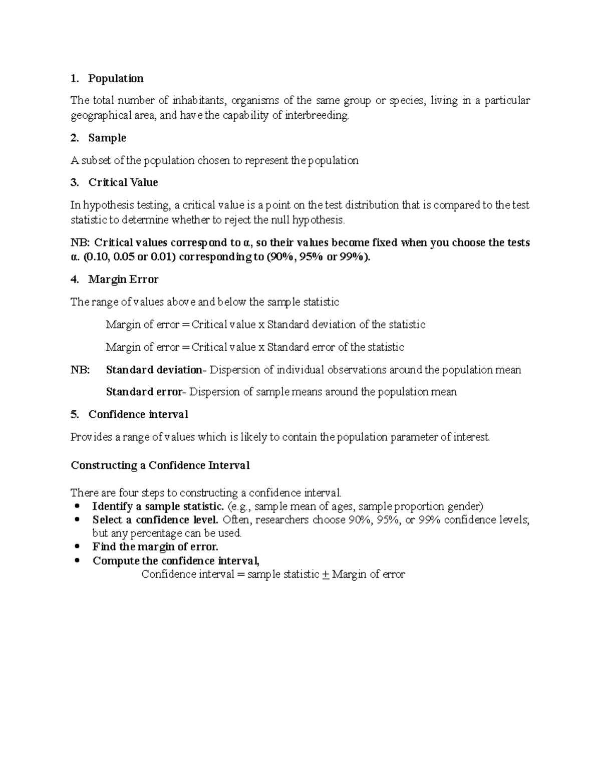 Population economics notes - 1. Population The total number of ...