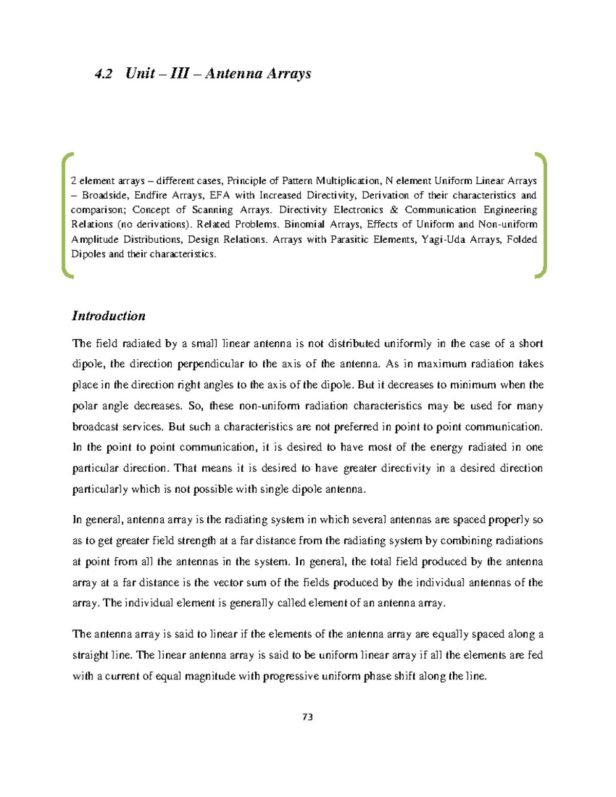 Antenna Arrays - Antenna Theory Notes Unit 3 part 2 - 4 Unit – III ...