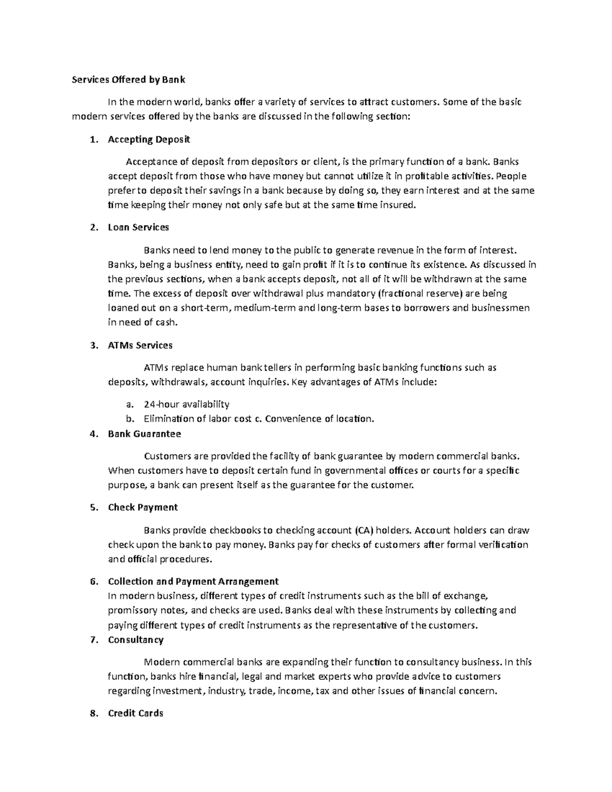 Services Offered by Bank - Some of the basic modern services offered by ...