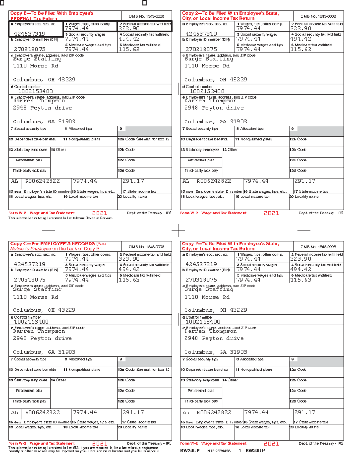 W2 2021 - The - Copy B—To Be Filed With Employee’sFEDERAL Tax Return ...