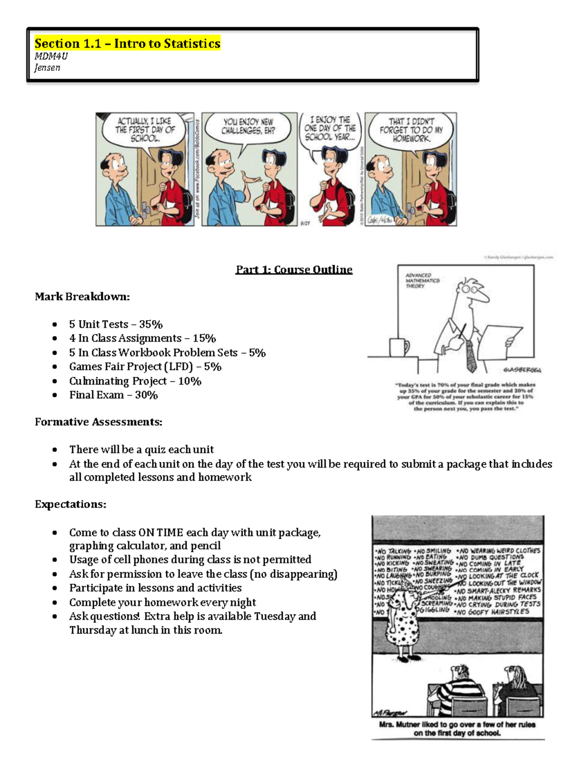 1 - Extra help worksheet - Section 1 – Intro to Statistics MDM4U Jensen ...