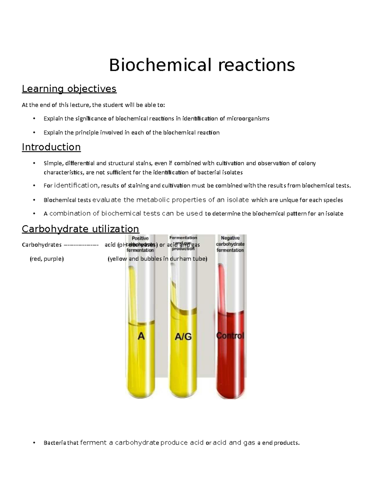 Chapter - 11 Identification Biochemical reactions - Biochemical ...