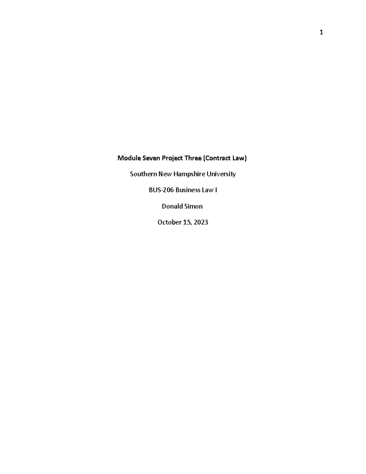 Module Seven Project Three (Contract Law) - Dave then took over ...