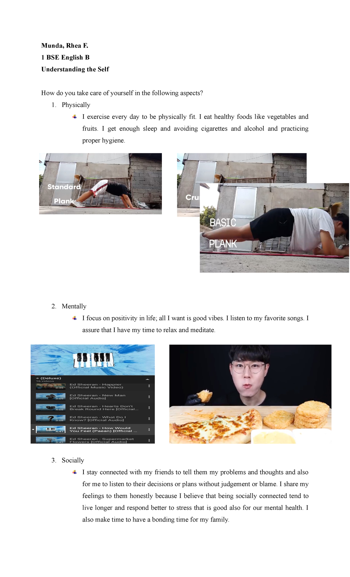 Activities- Lessons in Understanding the Self - PangSU - Studocu