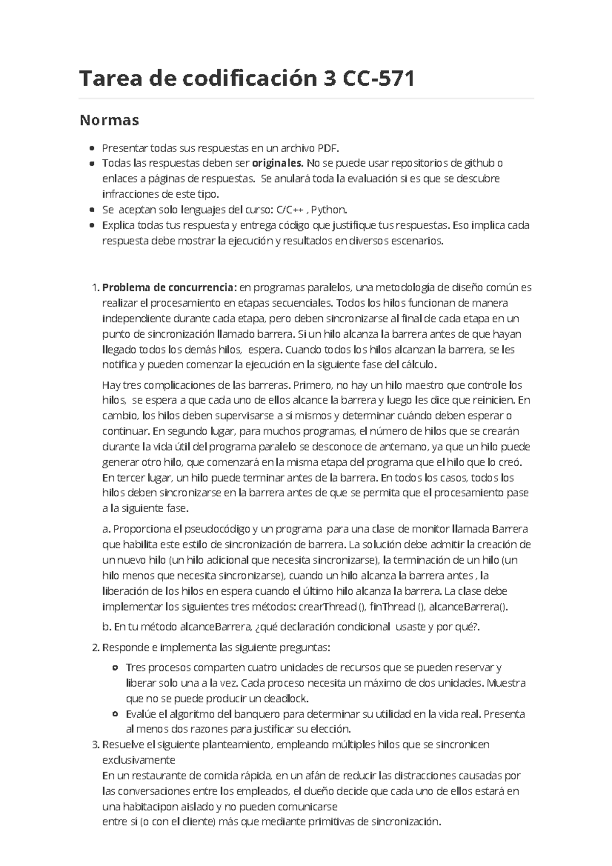 Tarea de codificacion 3 CC571 - 2021 - Tarea de codificación 3 CC- Normas Presentar todas sus ...