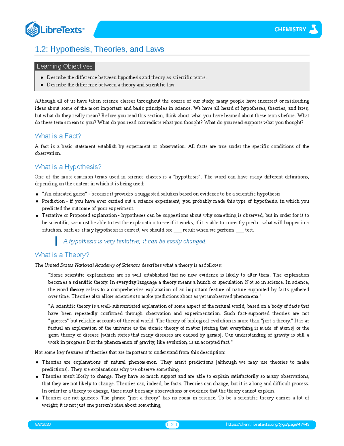 1.03 Hypothesis Theories and Laws - 8/8/2020 1.2 chem.libretexts/@go ...