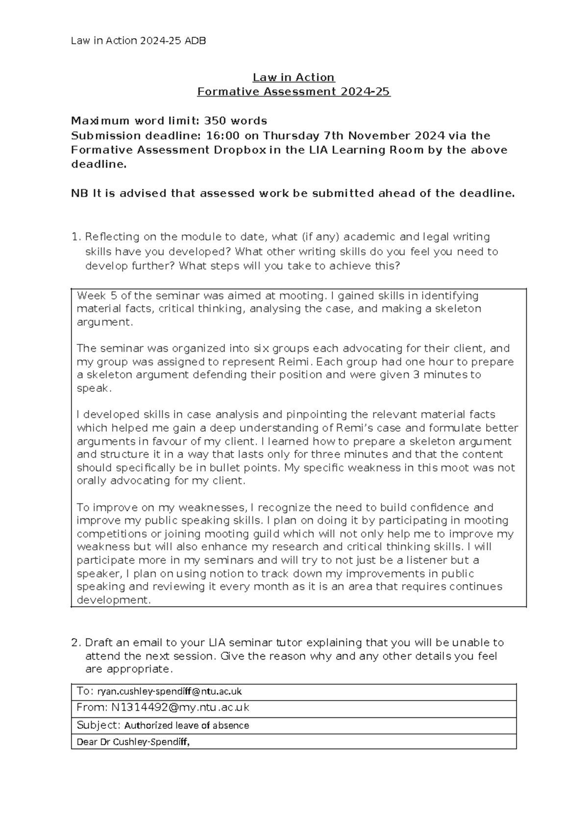 Law in Action Formative Assessment 2024-25 - Law in Action 2024-25 ADB ...