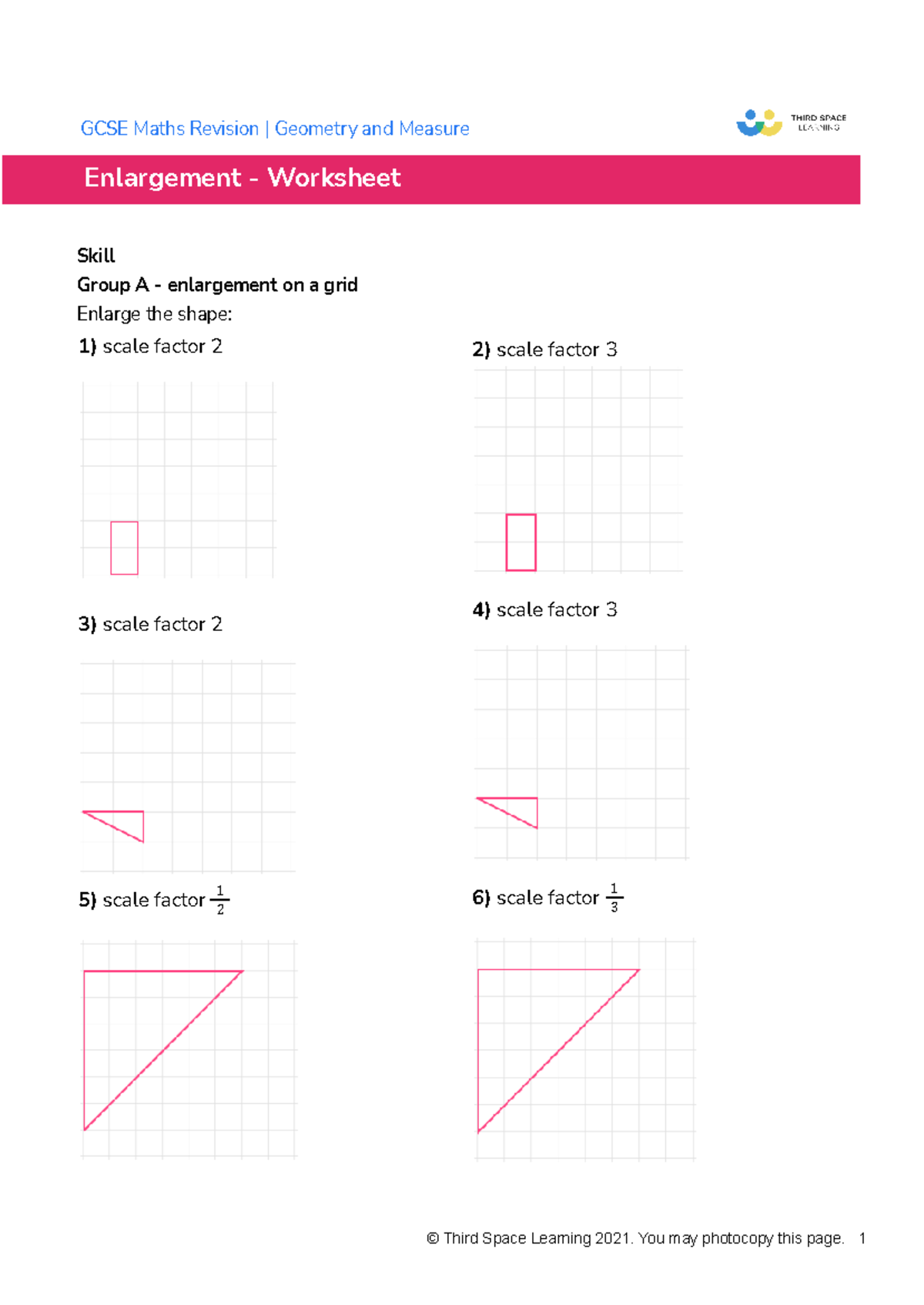 Third Space Learning Enlargement GCSE Worksheet - GCSE Maths Revision ...