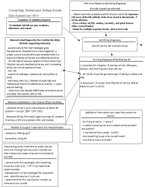 Cellulitis concept map - Concept Map Student name: Brittany Roberts ...