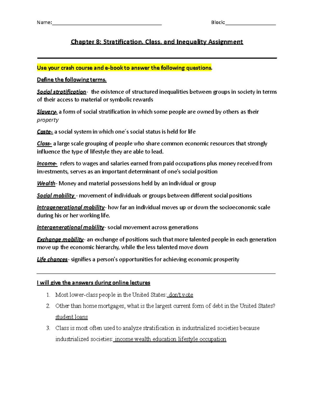 Chapter 8 Assignment Handout - Name ...