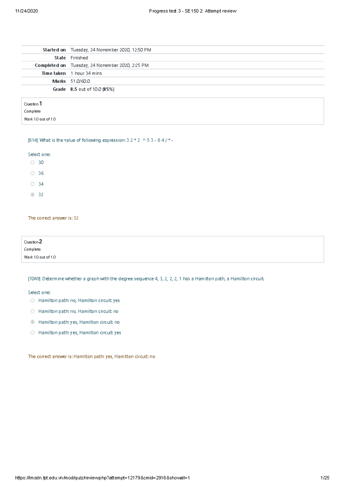 Progress Test 2 2020 - Started on Tuesday, 24 November 2020, 12:50 PM ...
