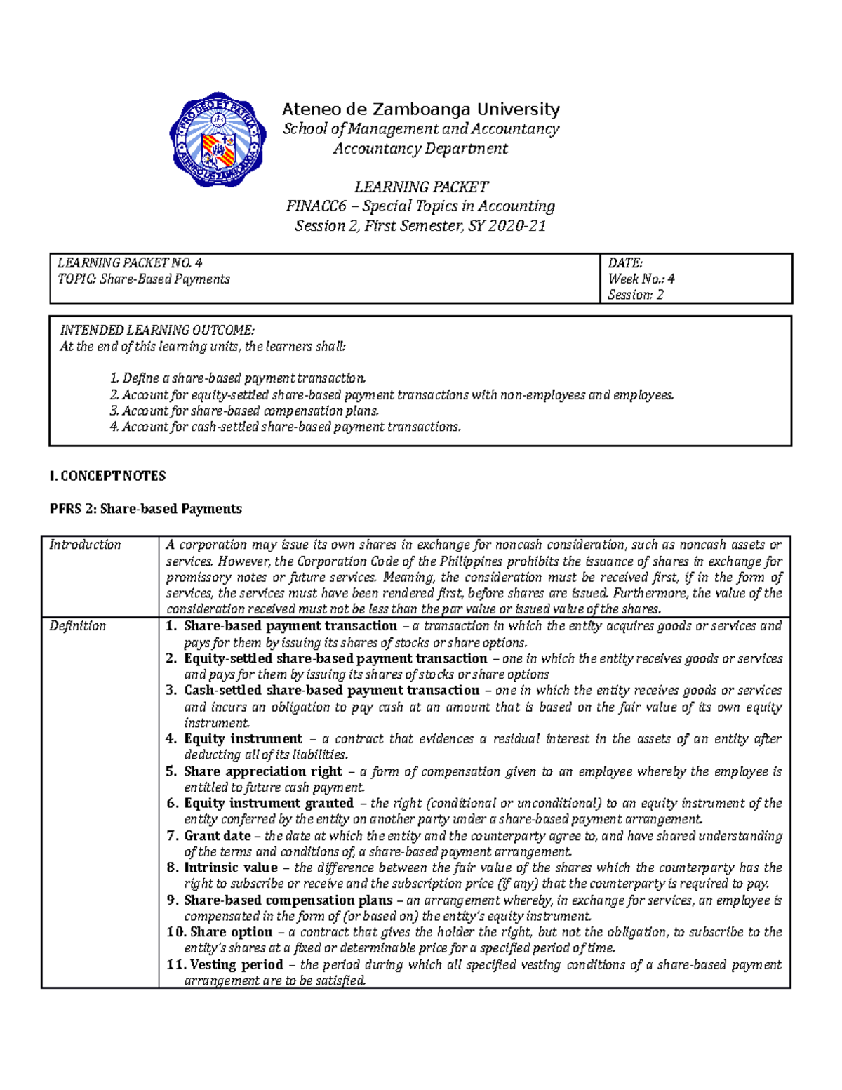 Learning-Packet-4 - Cost Accounting - Ateneo de Zamboanga University ...