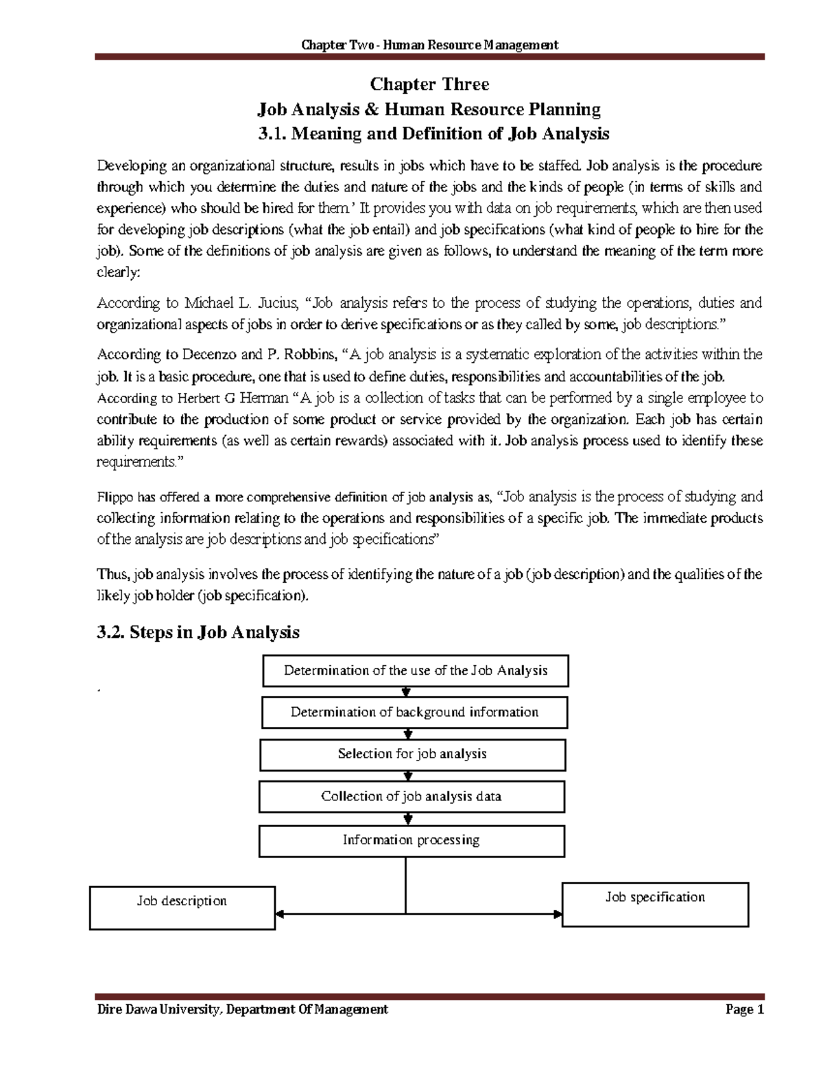 Ch 3 - Material management pdf - Chapter Three Job Analysis & Human ...