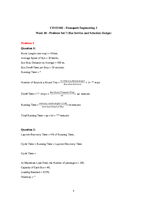 Assessment Task 2 - CIVE1219 - Transport Engineering 3 Assessment Task ...
