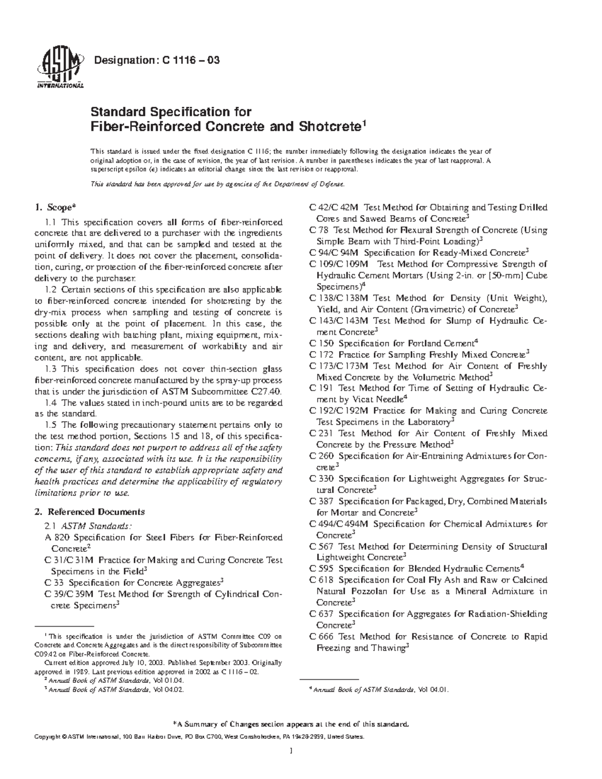 ASTM - C 1116 - 03 - Especificaciones DE Concreto Reforzado CON Fibra ...