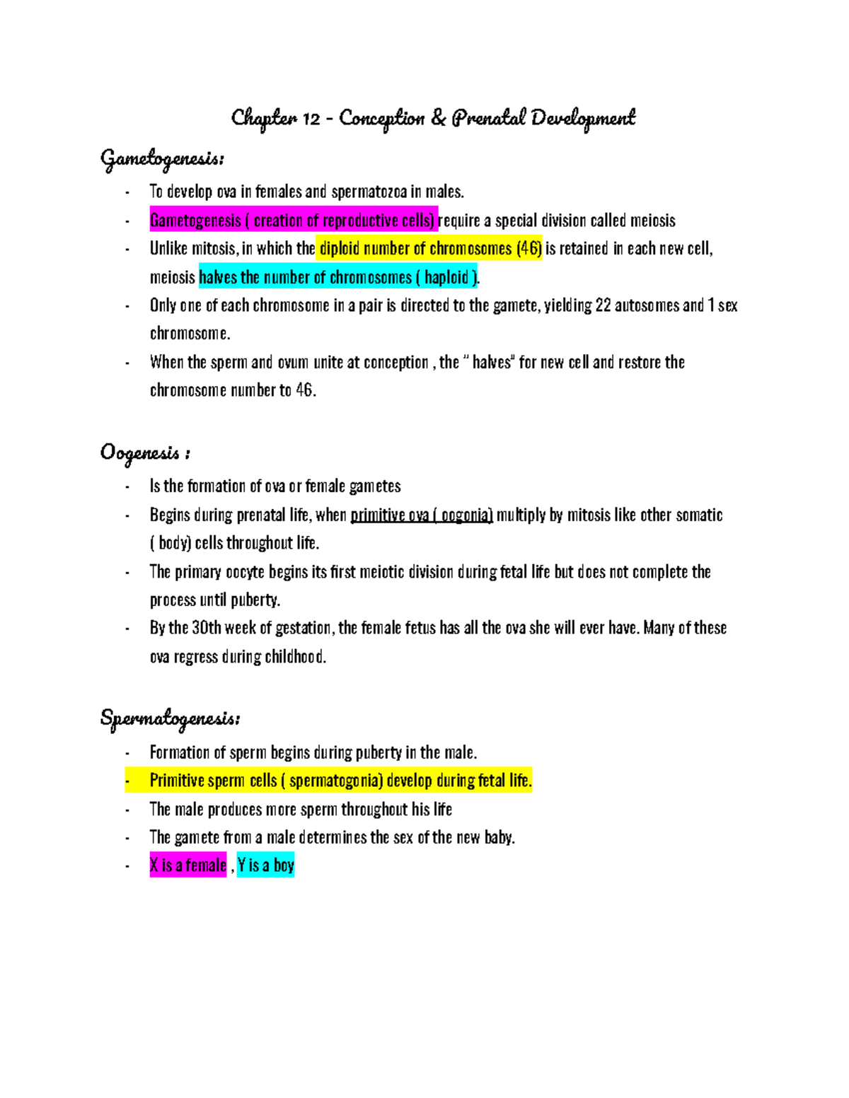 Chapter 12 - Conception & Prenatal Development - Chapte 12 - Conceptio & Prenata Developmen ...