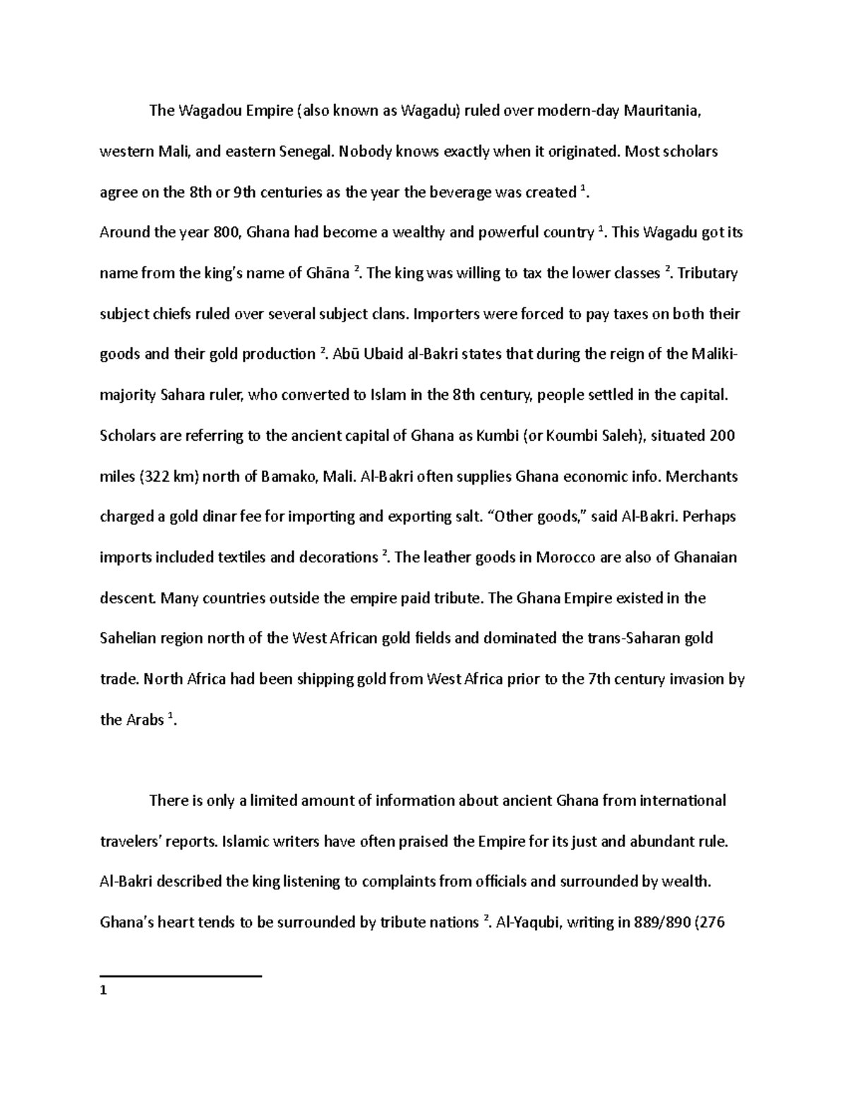 Different work done within the semester - The Wagadou Empire (also ...