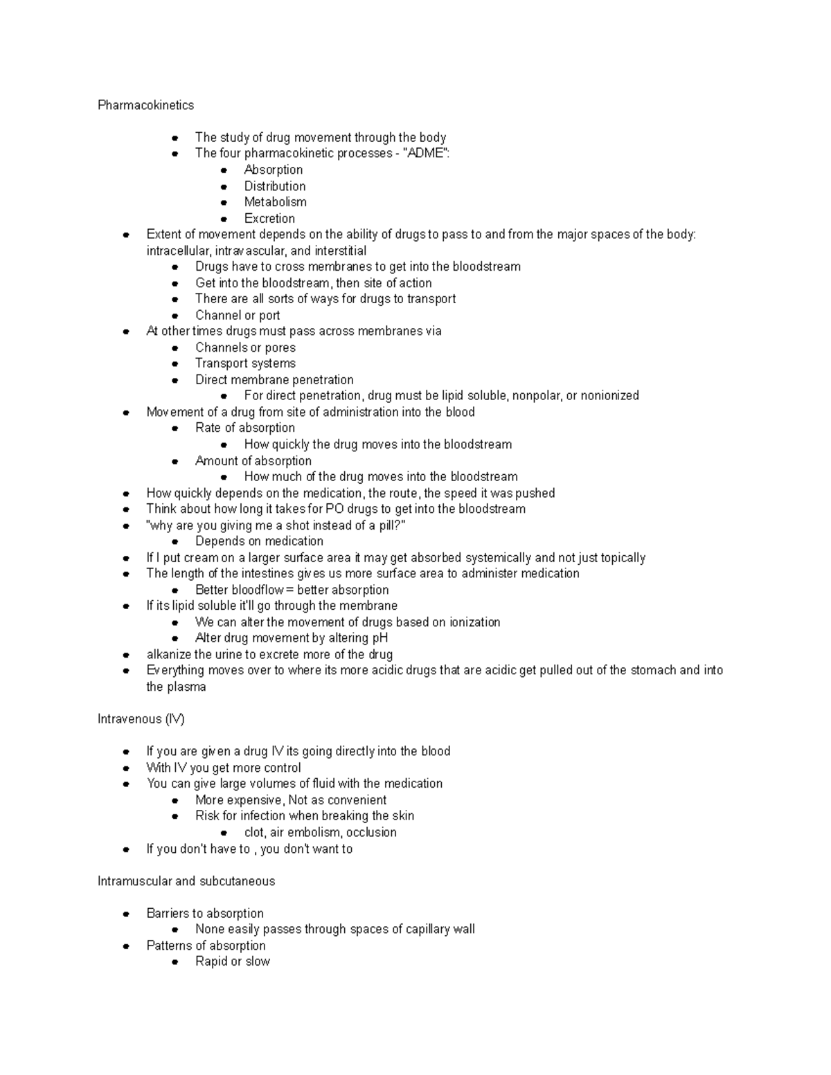 Pharmacokinetics - pharm - Pharmacokinetics The study of drug movement ...