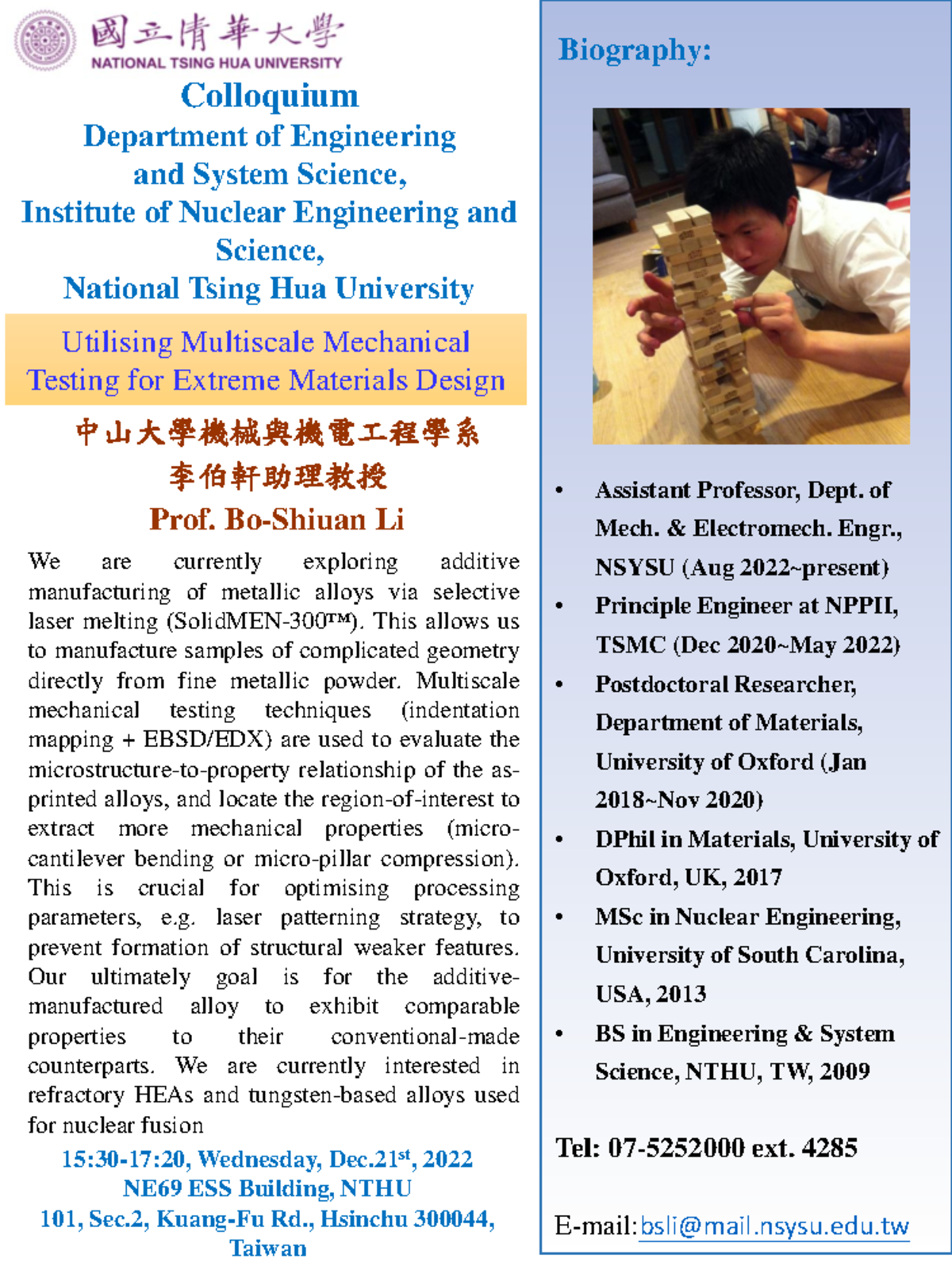 Poster 1221 - 0111111111111111111111 - Biography: Assistant Professor ...