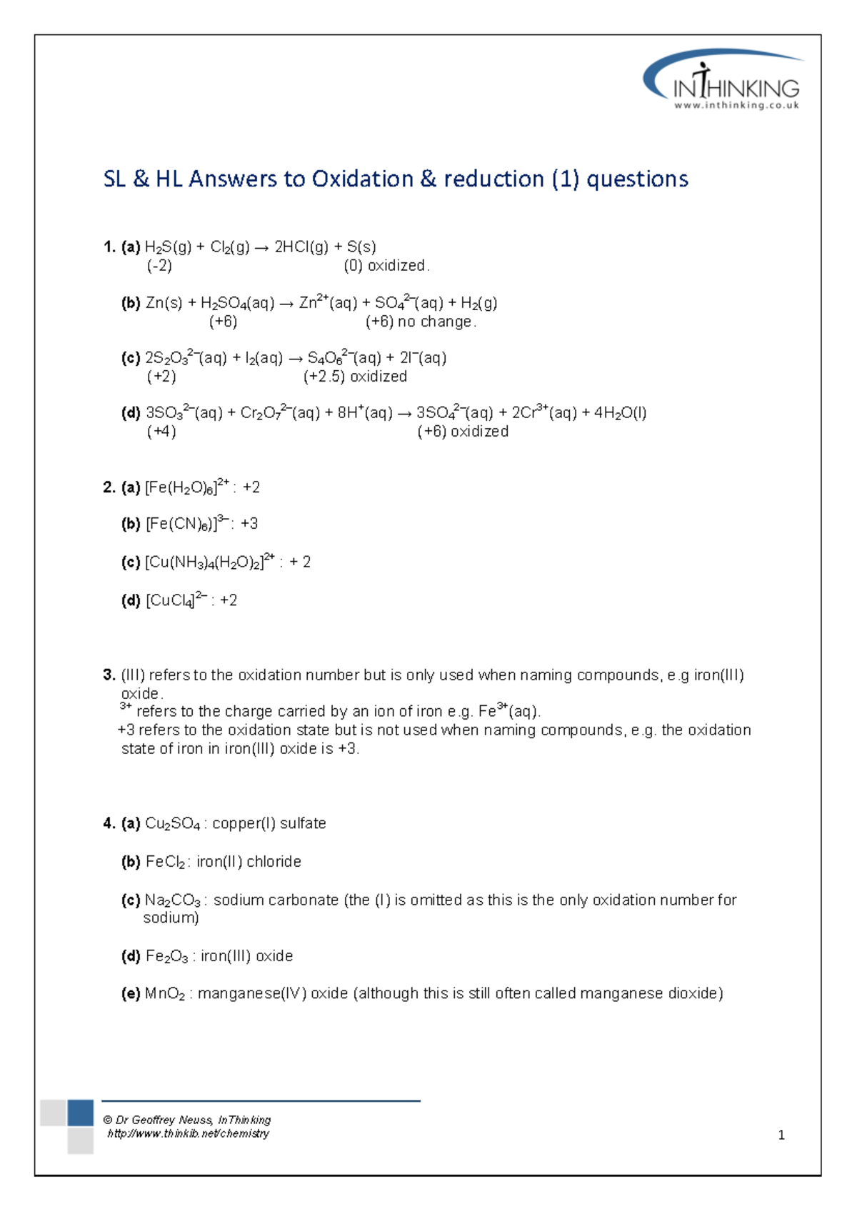 9.1 practice questions - 1 © Dr Geoffrey Neuss, InThinking thinkib ...
