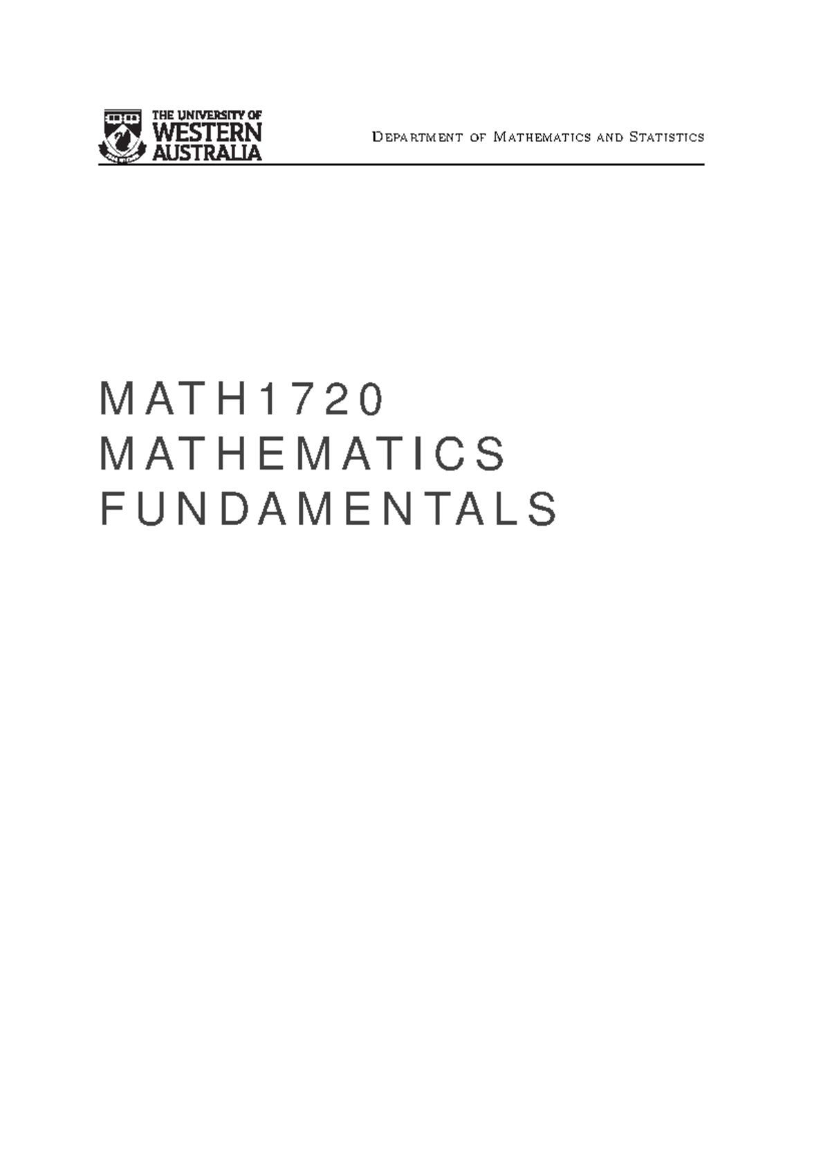 MATH1720 Mathematics Fundamentals - Department of Mathematics and ...