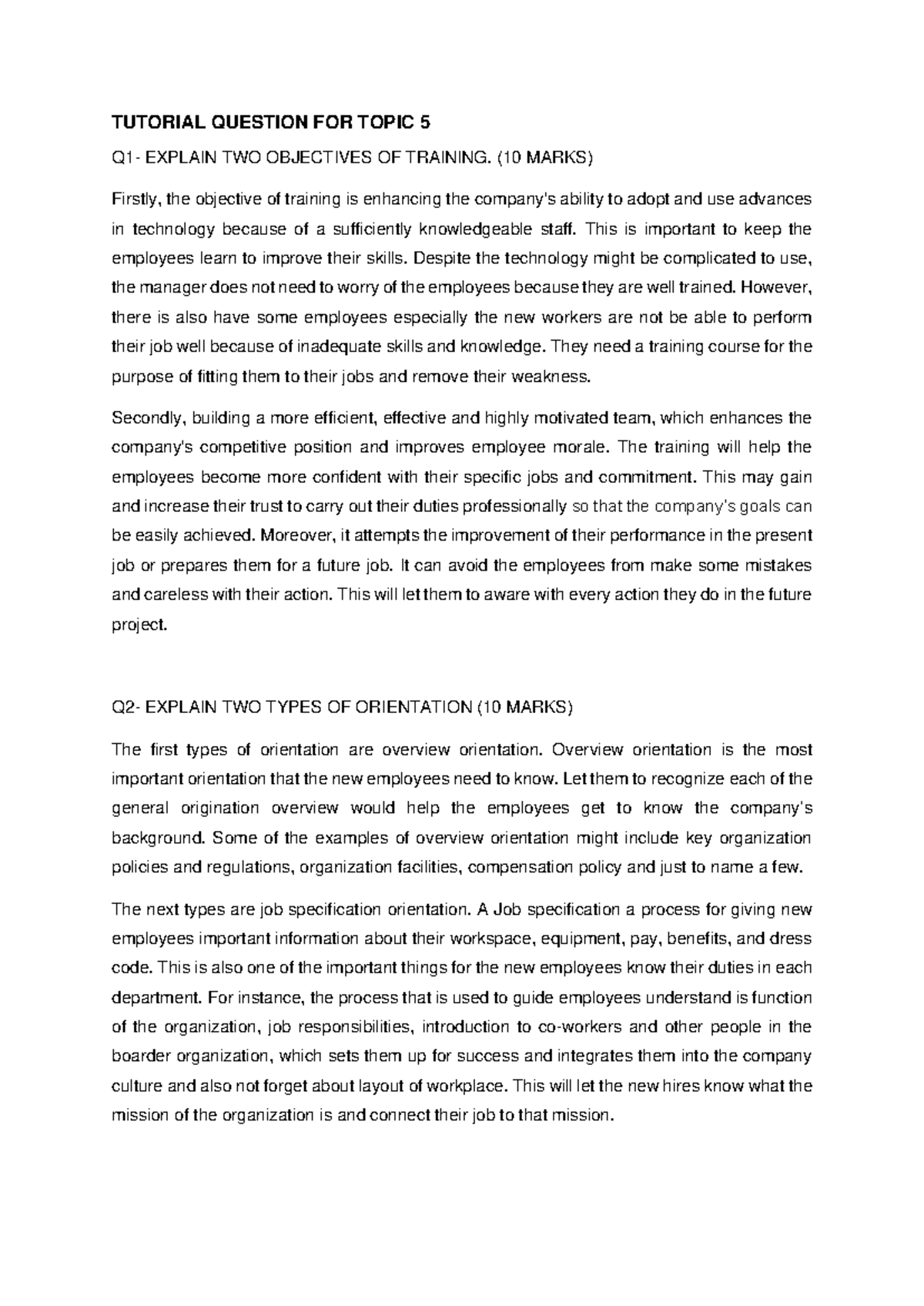 Tutorial Question Topic 5 PAD215 - TUTORIAL QUESTION FOR TOPIC 5 Q1- EXPLAIN TWO OBJECTIVES OF ...