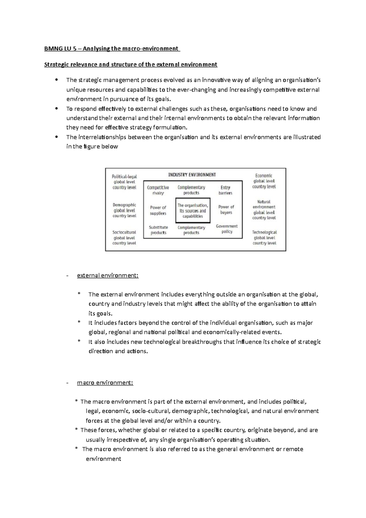 Chapter 5 - Analysing the macroenvironment - BMNG LU 5 – Analysing the ...