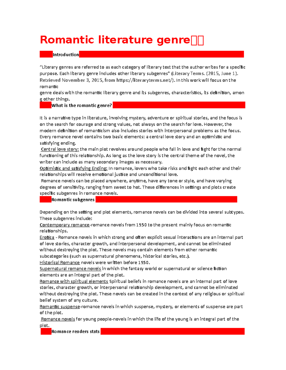 Romantic - act - Romantic literature genre💖💖 Introduction “Literary ...